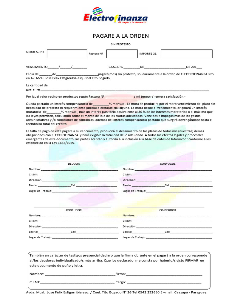 Pagare a La Orden Word | PDF