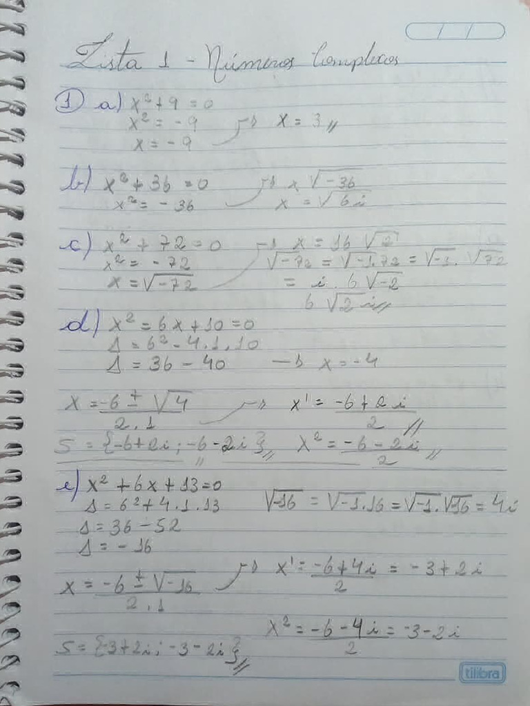 Números Complexos Lista | PDF