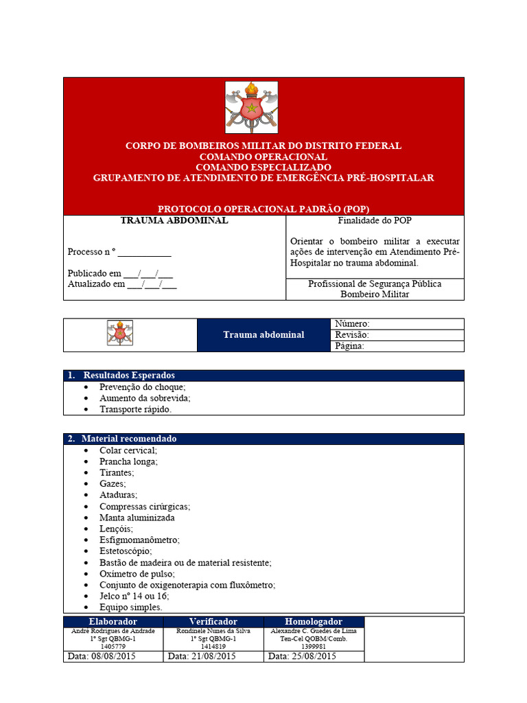 POP 14_Trauma abdominal | PDF | Enfermagem | Choque (circulatório)