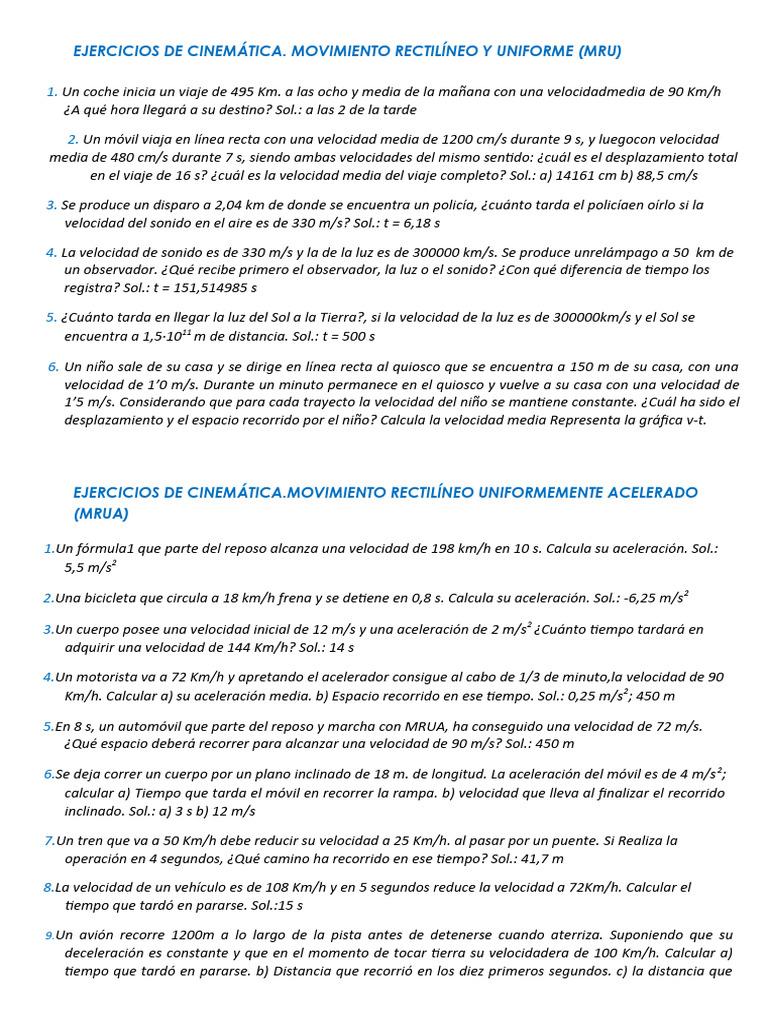 FQ3 Cinemática Mru Mrua Problemas2 | PDF | Aceleración | Velocidad