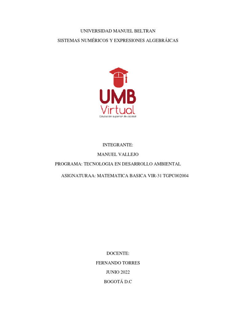 Ejercicios de Matemáticas Básicas UMB | PDF | Gases | Pi