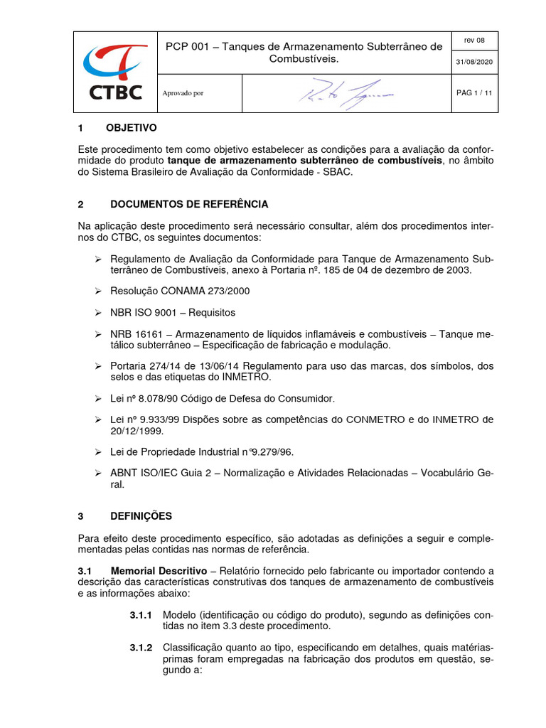 Checklist CTBC Tanque Subterrâneo NBR 16161 | PDF | ISO 9000