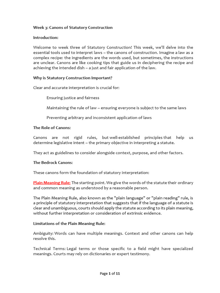 Understanding Statutory Construction Canons | PDF | Statutory ...