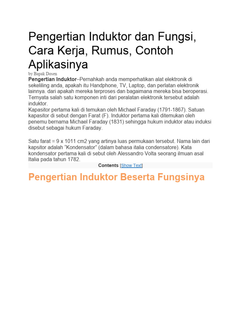 Pengertian Induktor Dan Fungsi | PDF