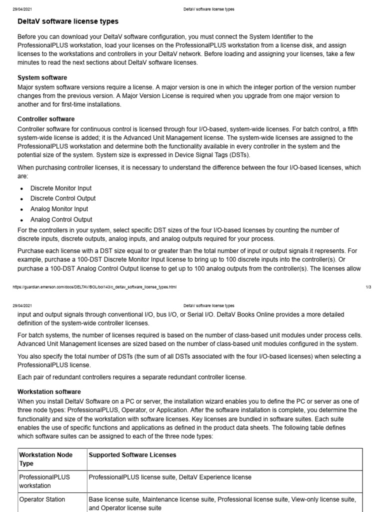 DeltaV Software License Types | PDF | Input/Output | Scalability