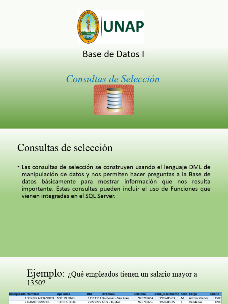 Consultas de Selección | PDF | SQL | Bases de datos