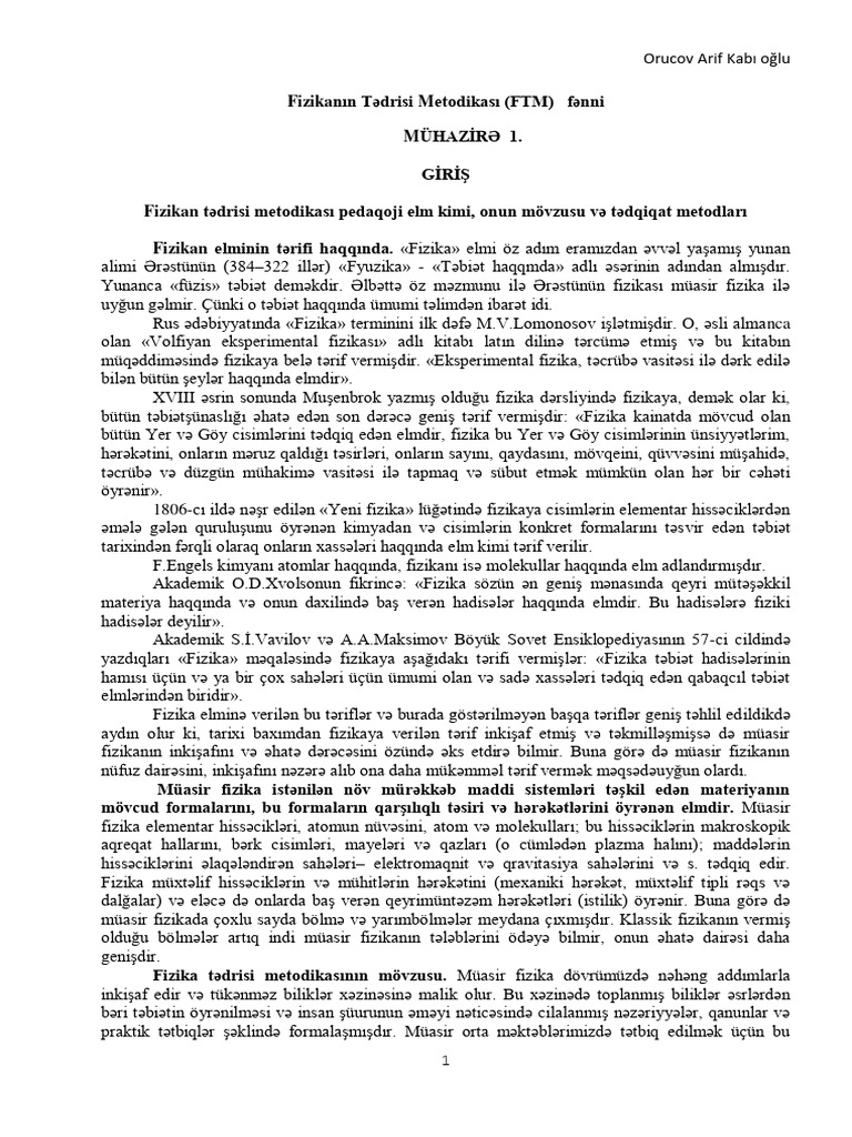 FTM MÜHAZİRƏLƏR 2023 Yaz Yeni | PDF