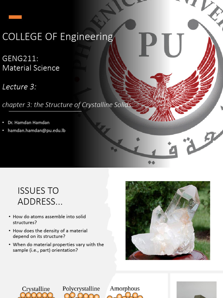 GENG211 - 03 - Structure of Crystalline Solids | PDF | Crystal ...
