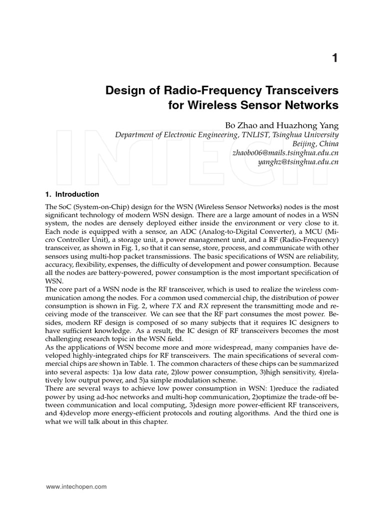 Design of Radio-Frequency Transceivers For Wireless Sensor Networks | PDF | Modulation ...