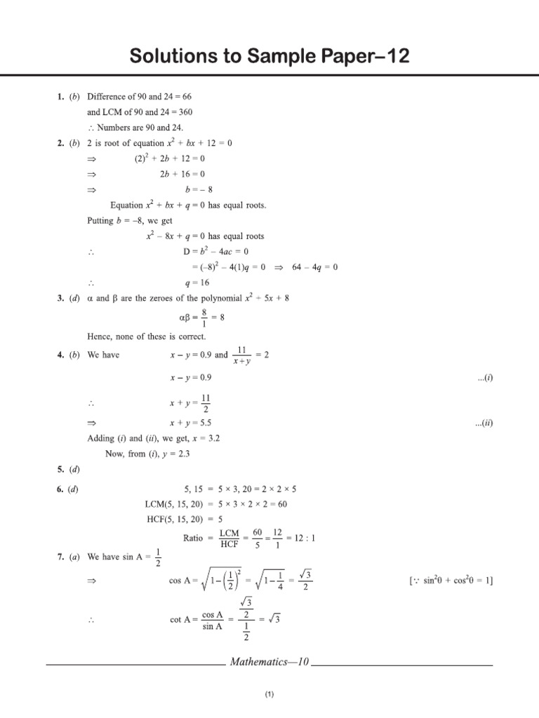 Sample Paper 12 Maths | PDF