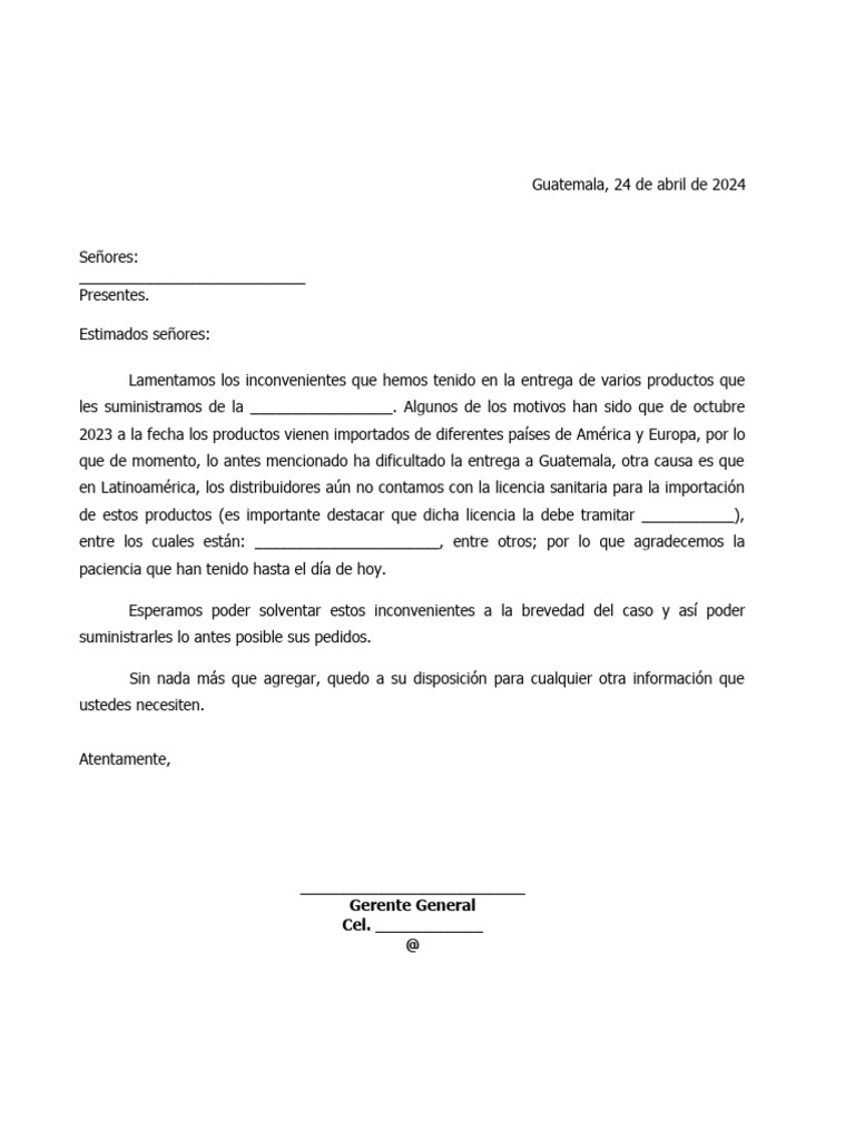 Carta de Disculpa Por Atraso | PDF