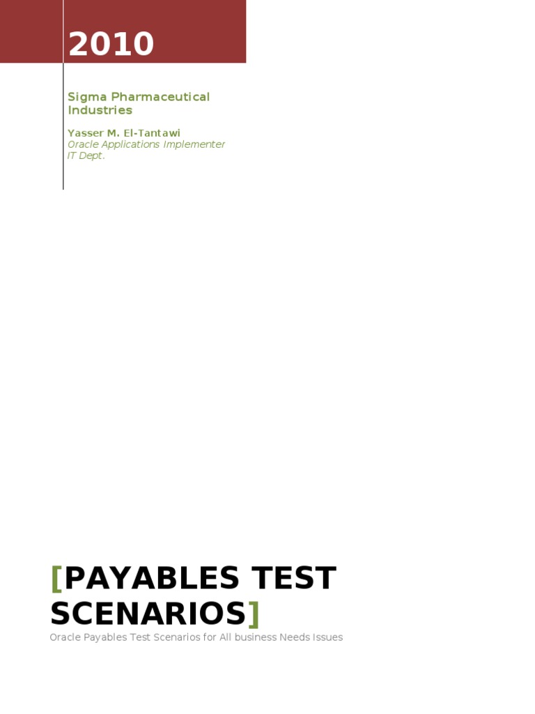 Payables 11i Test Scenarios | PDF | Accounts Payable | Invoice