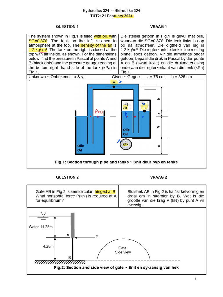 Tutorial 2 - Questions - Hydraulics 324 - 2024 | Download Free PDF ...