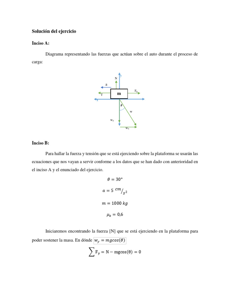 Solución Del Ejercicio 1 | PDF | Fuerza | Ecuaciones