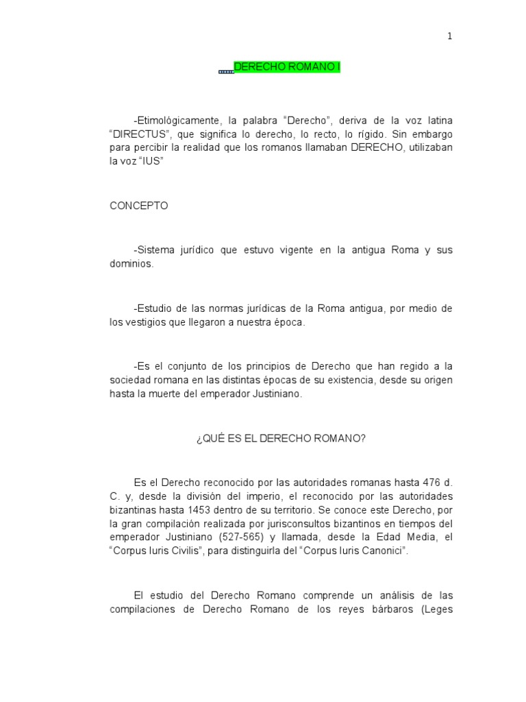 Introducción al Derecho Romano I | PDF | Roma antigua | Ley romana