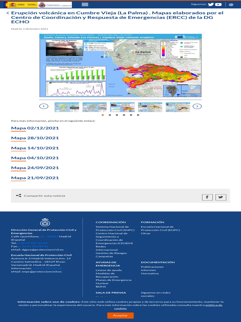 Erupción Volcánica en Cumbre Vieja (La Palma) - Mapas Elaborados Por El Centro de Coordinación y ...