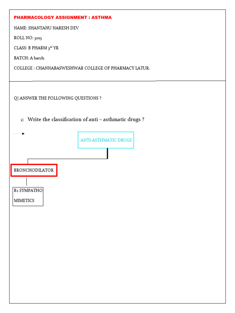 Asthma Pharmacology for B Pharm Students | PDF