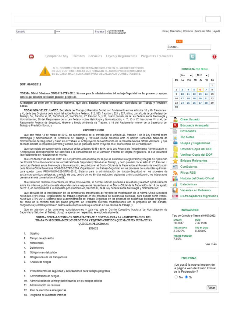 Norma NOM-028-STPS-2012 sobre Seguridad Química | PDF | Riesgo ...