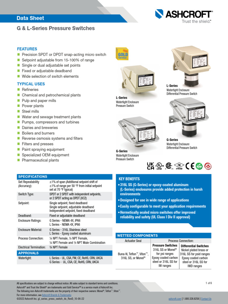 datasheet-g-l-pressure-switches | PDF | Switch