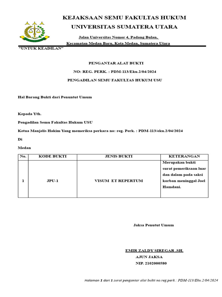 Pengantar Alat Bukti FH USU | PDF | Hukum