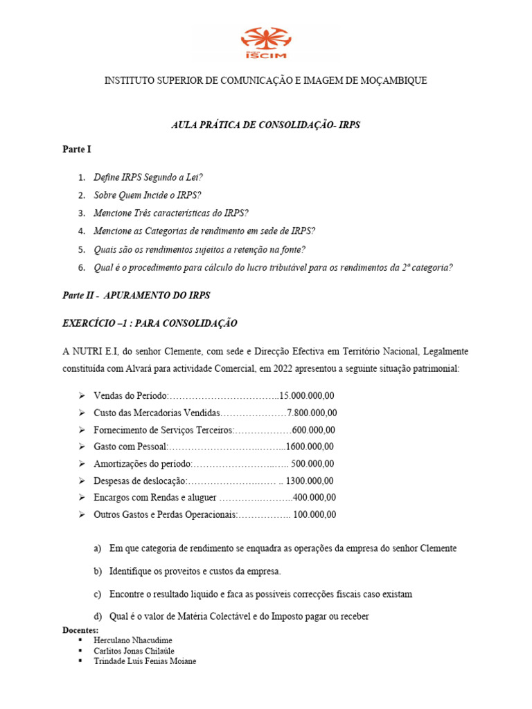 Aula Prática sobre IRPS em Angola | PDF | Impostos | Renda