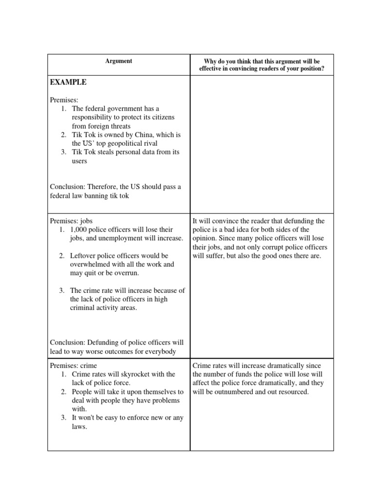 Position Essay Argument Invention Worksheet 1302 1 1 2 | PDF | Police ...