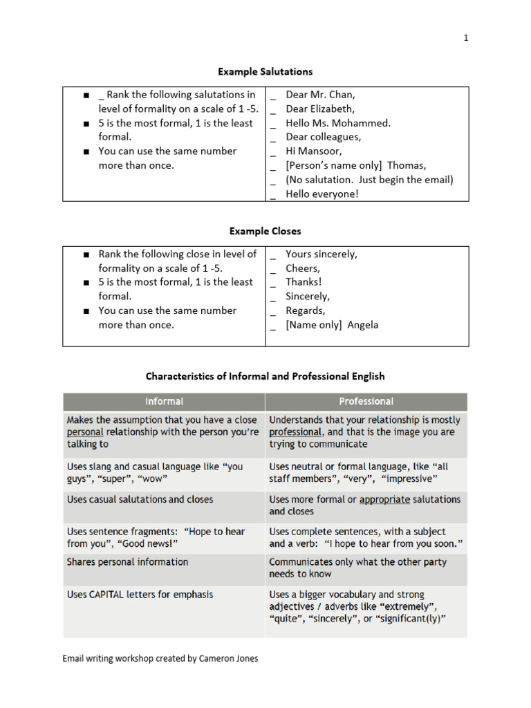 Email Writing (Informal and Formal) | PDF