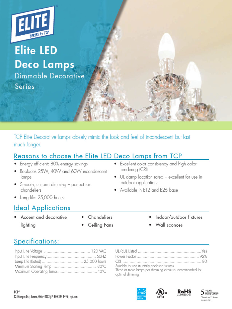 LED Deco Spec Sheet | PDF | Equipment | Lighting