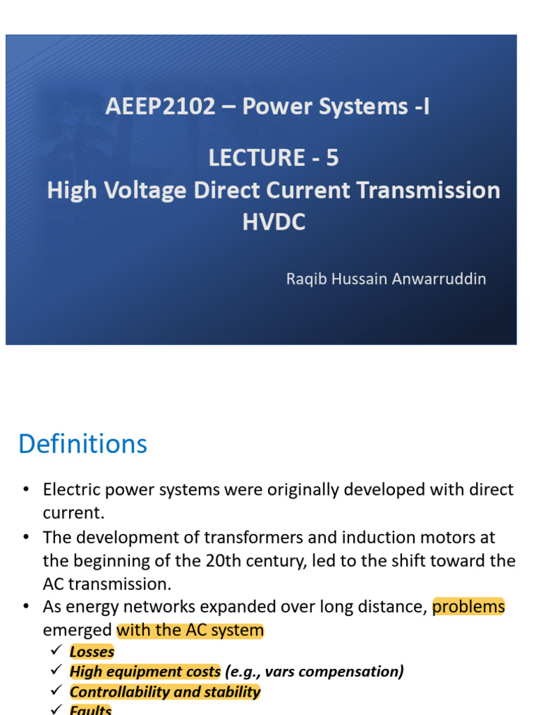 Lecture - 5 HVDC Power Transmission | PDF | High Voltage Direct Current | Electric Power ...