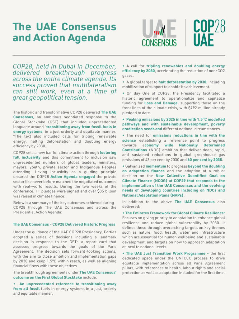 COP28 UAE Consensus: Key Climate Actions | PDF | Climate Change ...