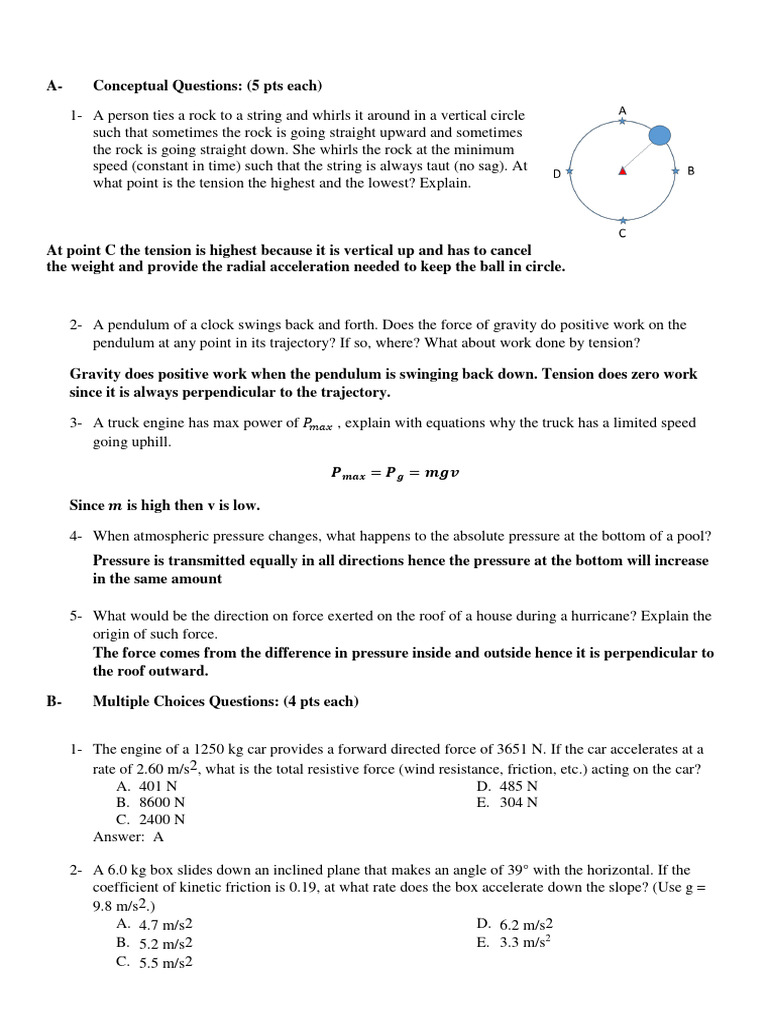 sample_exam_sol | PDF | Force | Friction