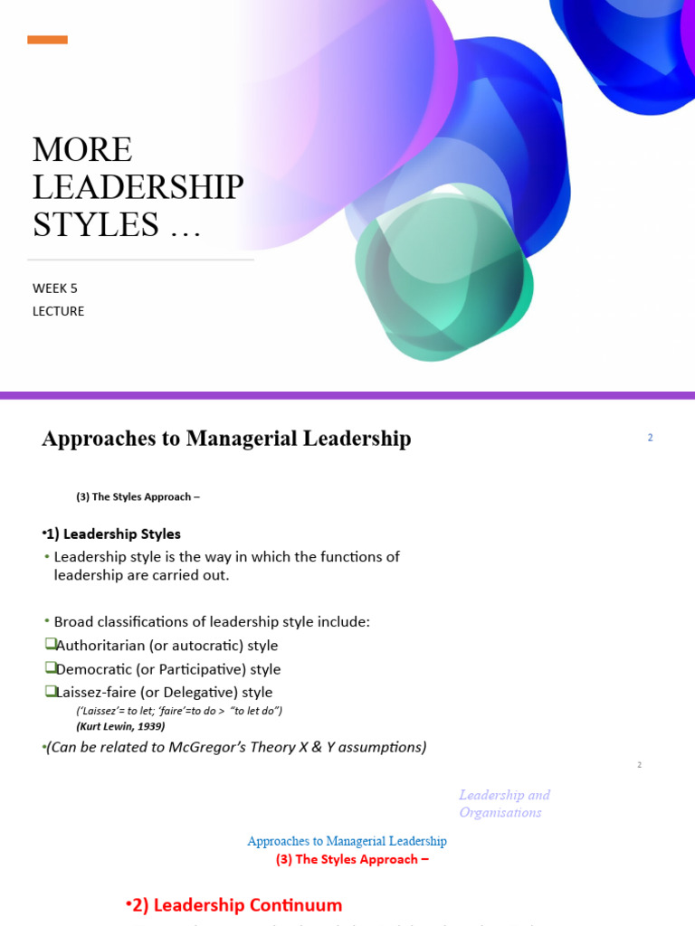 Week 5 More Leadership Styles | PDF | Transformational Leadership ...