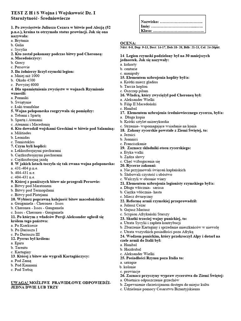 HiS - WiW - Dz.I-test | PDF