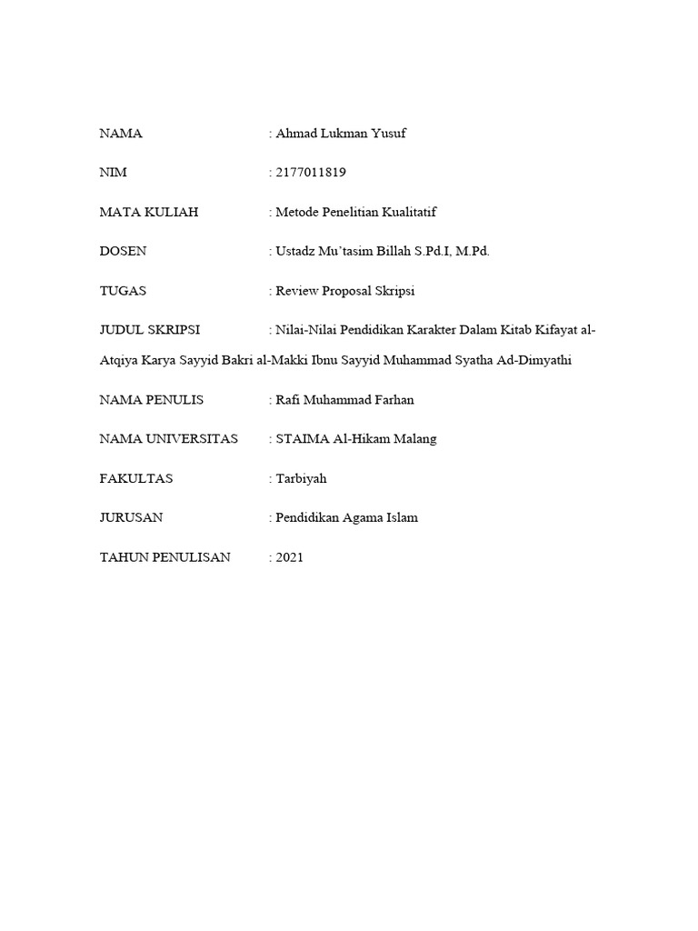 UTS Metode Penelitian Kualitatif PAI | PDF