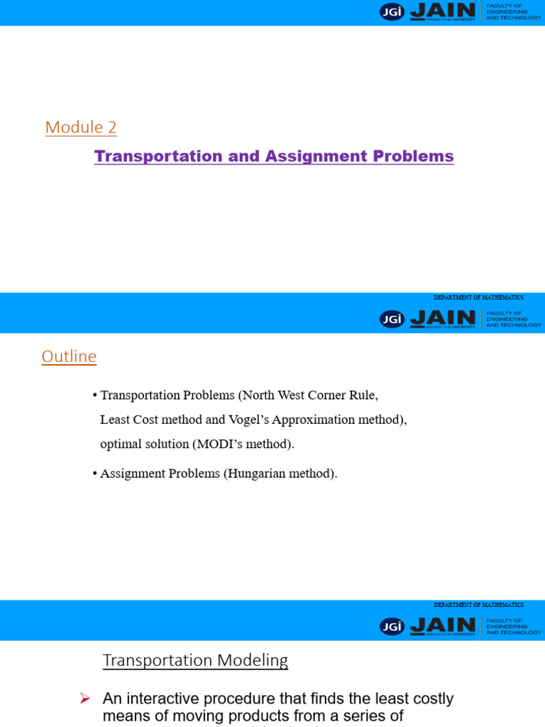 Module-2 - Transportation and Assignment Problem | PDF | Mathematical Optimization | Applied ...