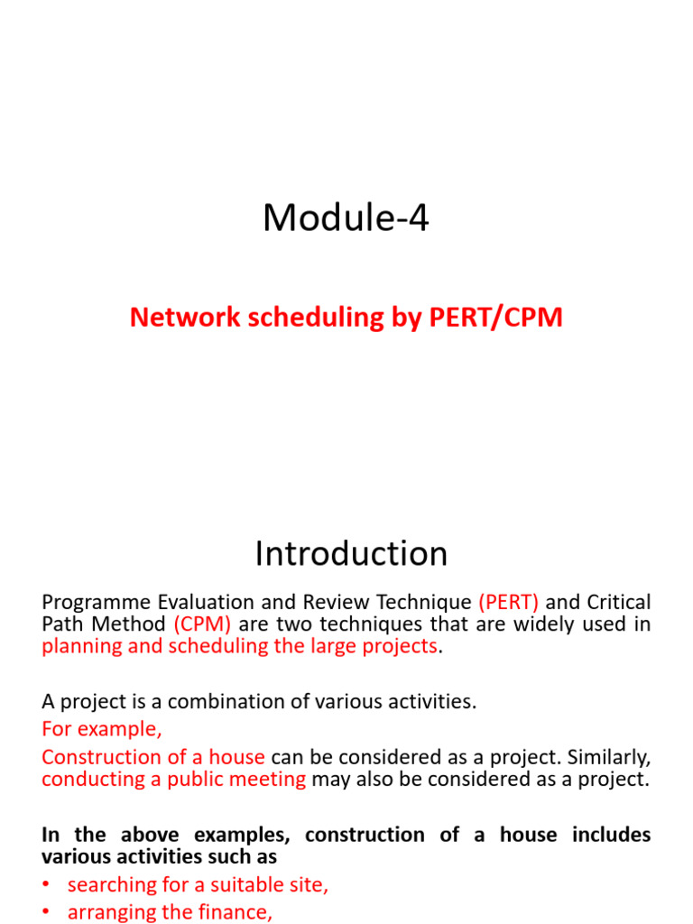 Module-4 - CPM and PERT | PDF | Applied Mathematics