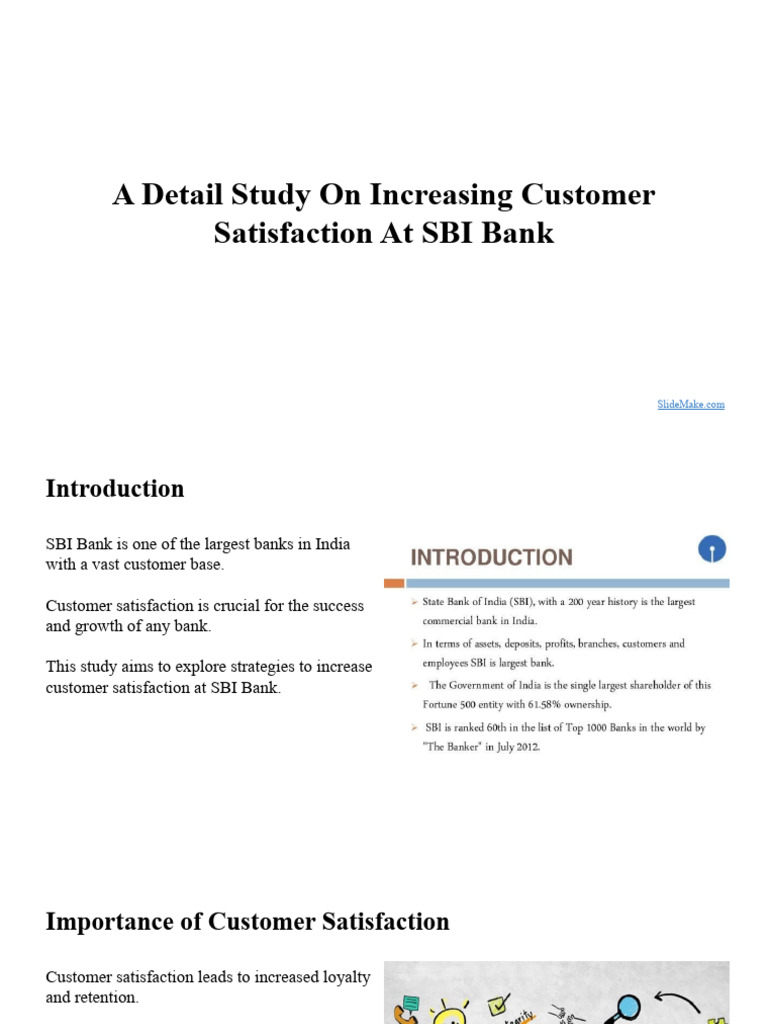 A Detail Study On Increasing Customer Satisfaction at SBI Bank | PDF | Customer Relationship ...