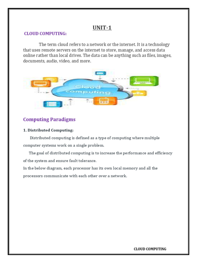 Unit 1 Cloud Computing | Download Free PDF | Cloud Computing | Software As A Service