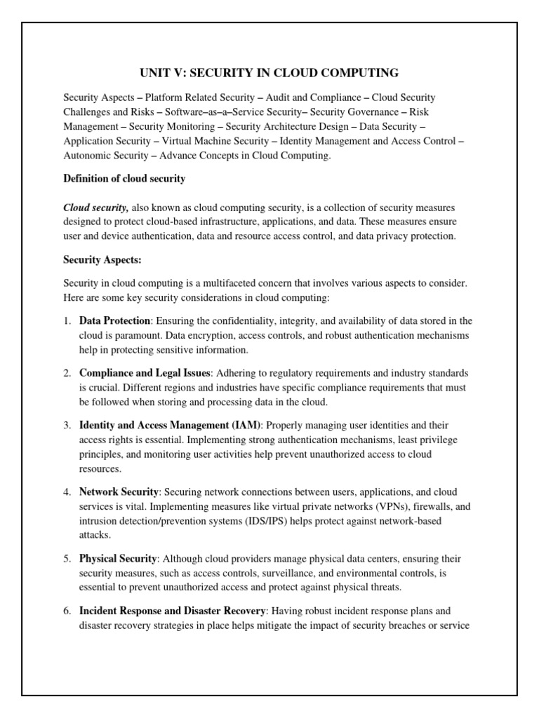 Cloud Computing Unit(5) | PDF | Information Security | Cloud Computing Cloud Computing Unit(5) | PDF | Information Security | Cloud Computing