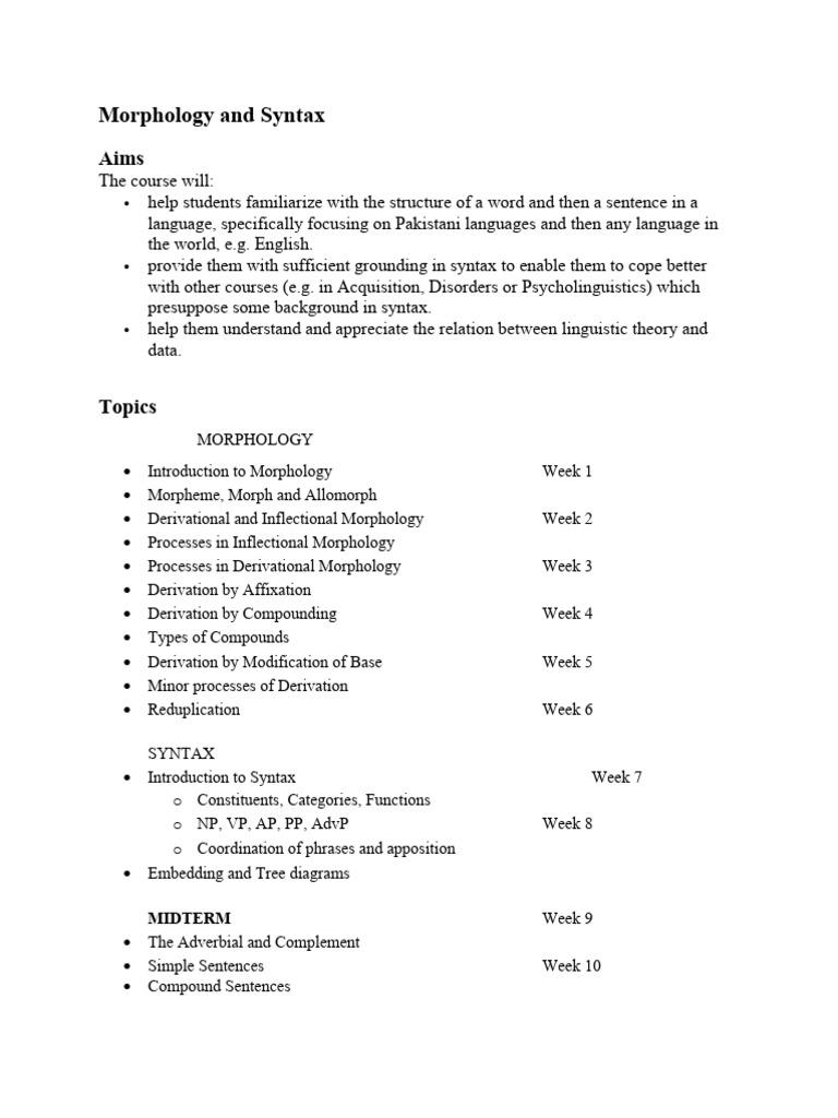 Introduction to Morphology and Syntax | PDF | Morphology (Linguistics ...
