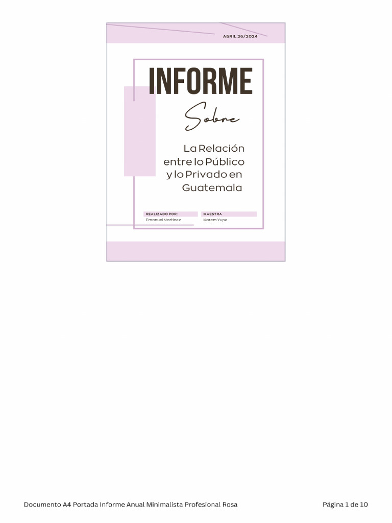 Documento A4 Portada Informe Anual Minimalista Profesional Rosa | PDF