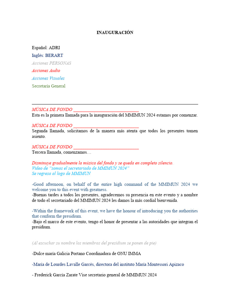 PROGRAMA DE INAUGURACIÓN Corrección Base | PDF