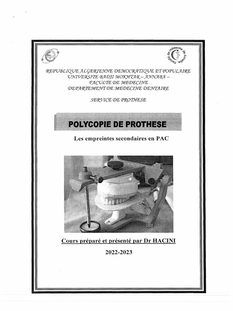 5- Les Empreintes Secondaires en Prothèse Complète Adjointe | PDF