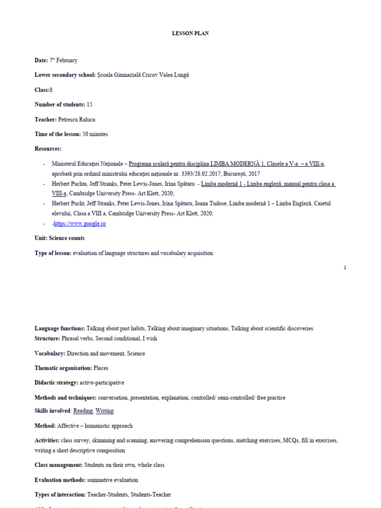 Lesson Plan-Test Paper | PDF | Learning | Cognition