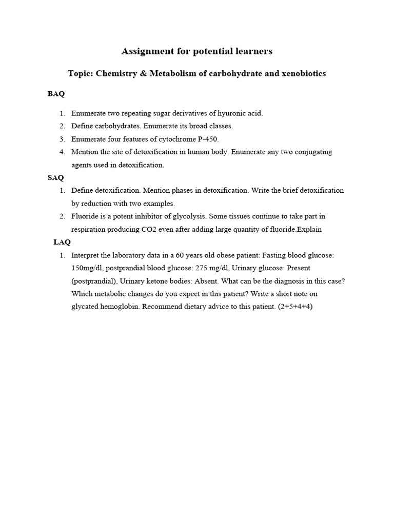 Chemistry of Carbohydrates & Detoxification | PDF