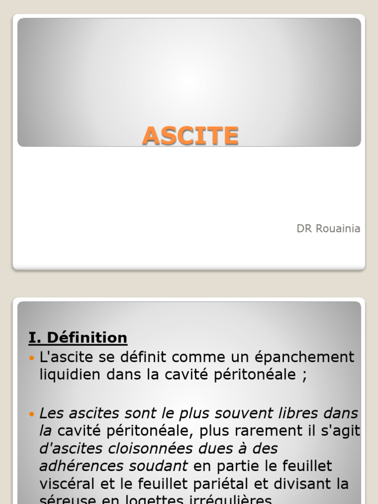 ASCITE | PDF | Péritoine | Cancer