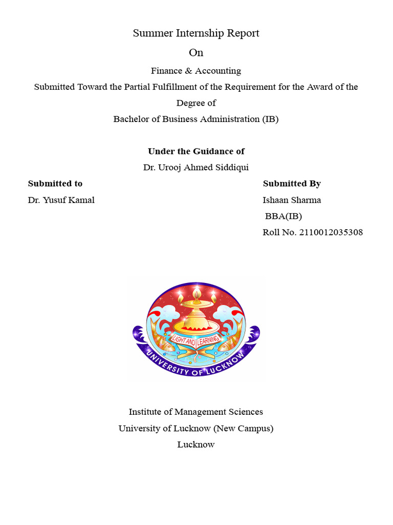 Internship Report FN Yr Final Draft | Download Free PDF | Audit ...