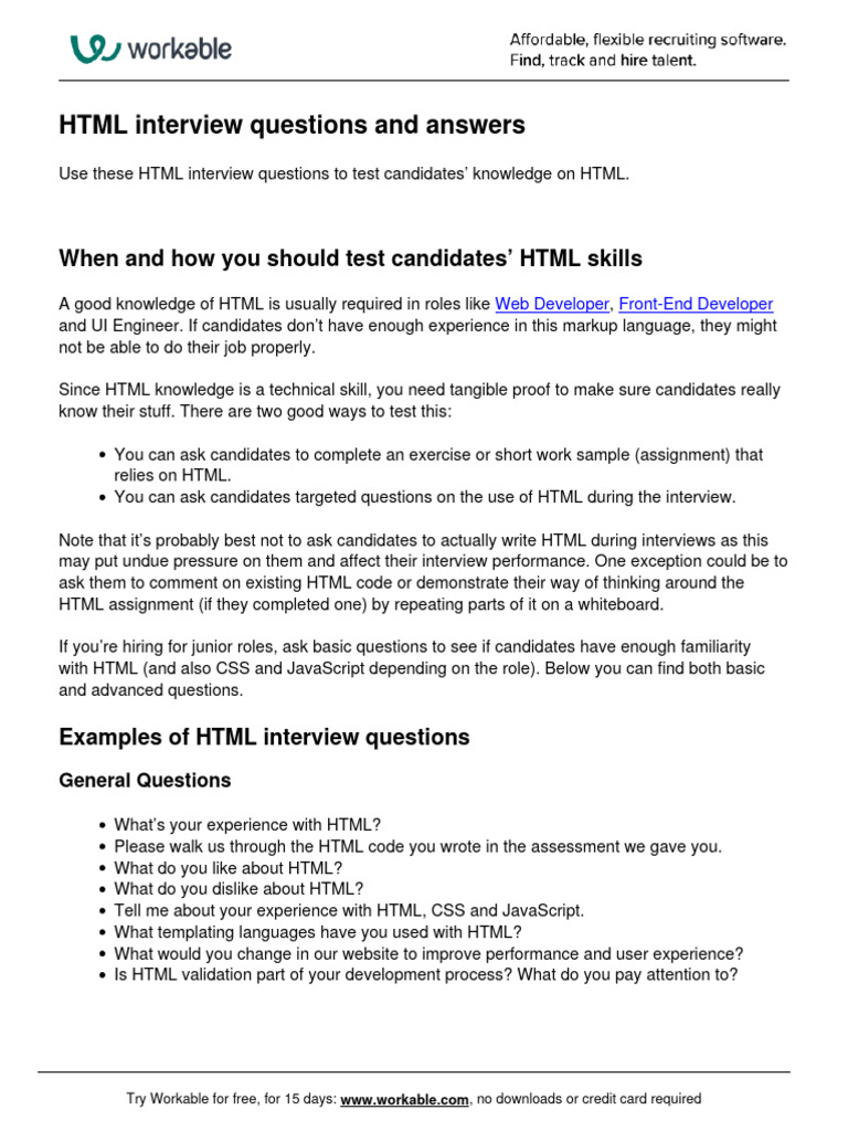 html-interview-questions | PDF | Html Element | Html