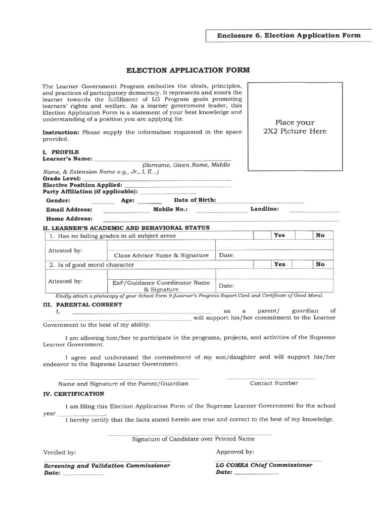 Election Application Form | PDF