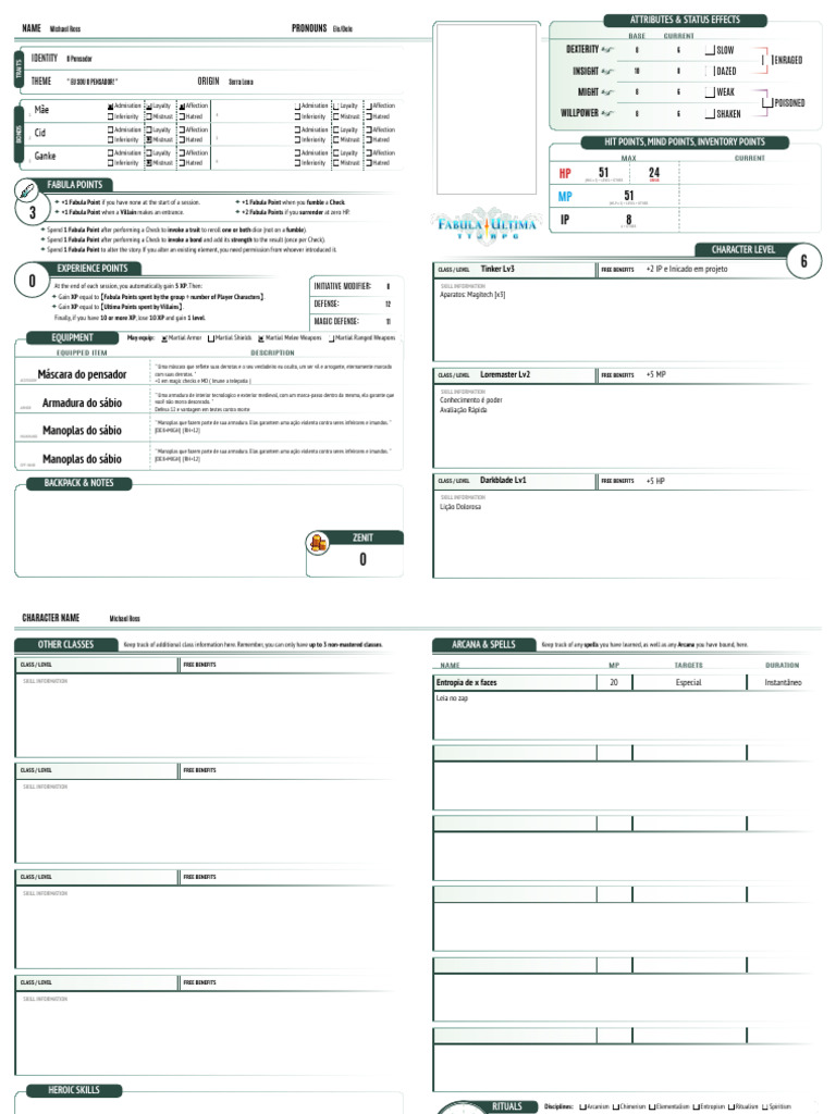 Fabula Ultima Character Sheet Guide | PDF | Tabletop Games | Video Game ...